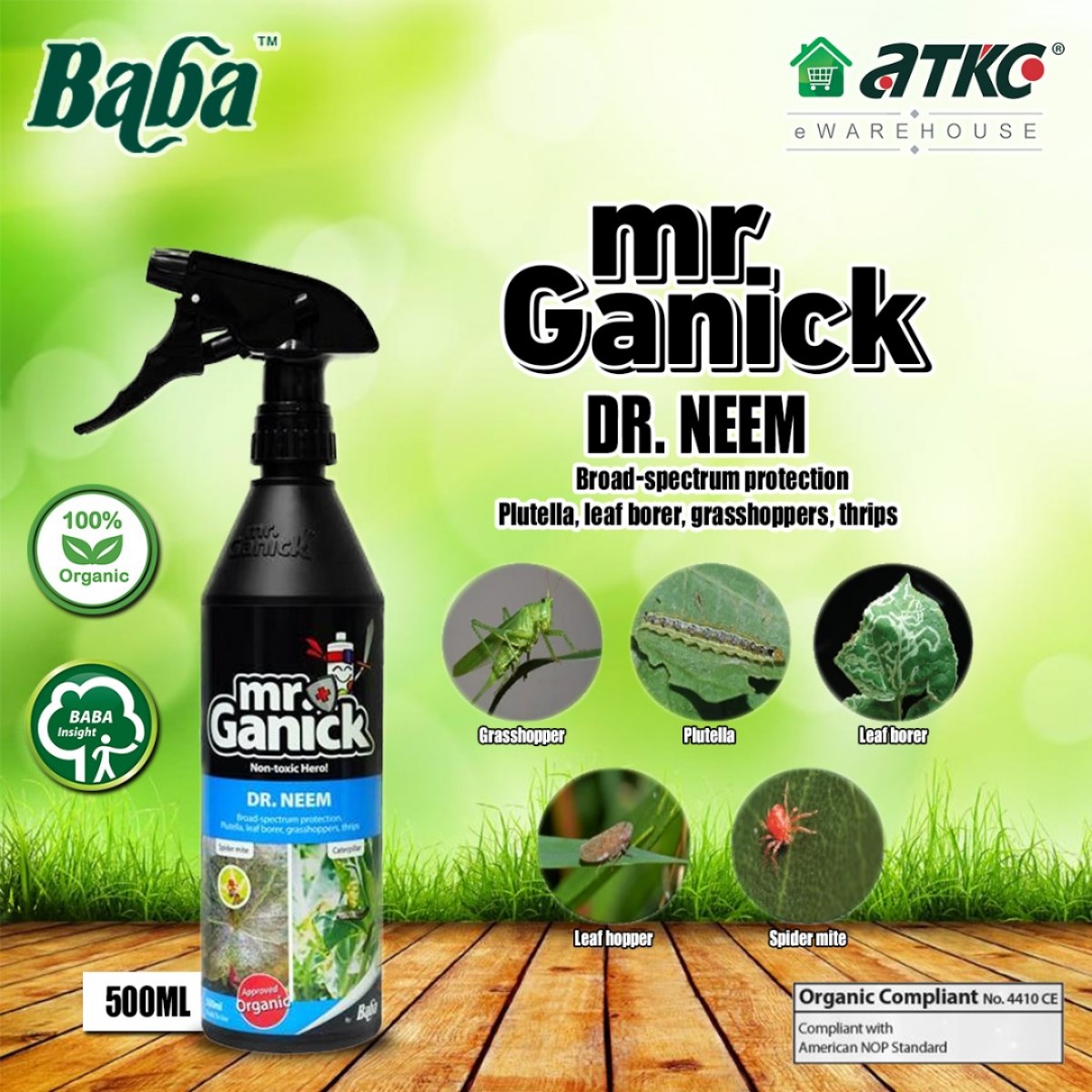 Baba Mr Ganick Dr. Neem Natural Pesticide Ready To Use 500ML