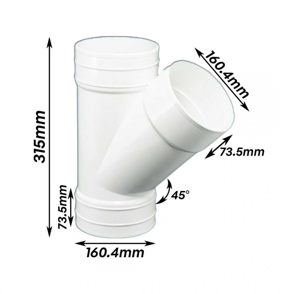 Bina Plastic UPVC Fittings 45° Y-Branch (Y-Tee) 6" 160MM