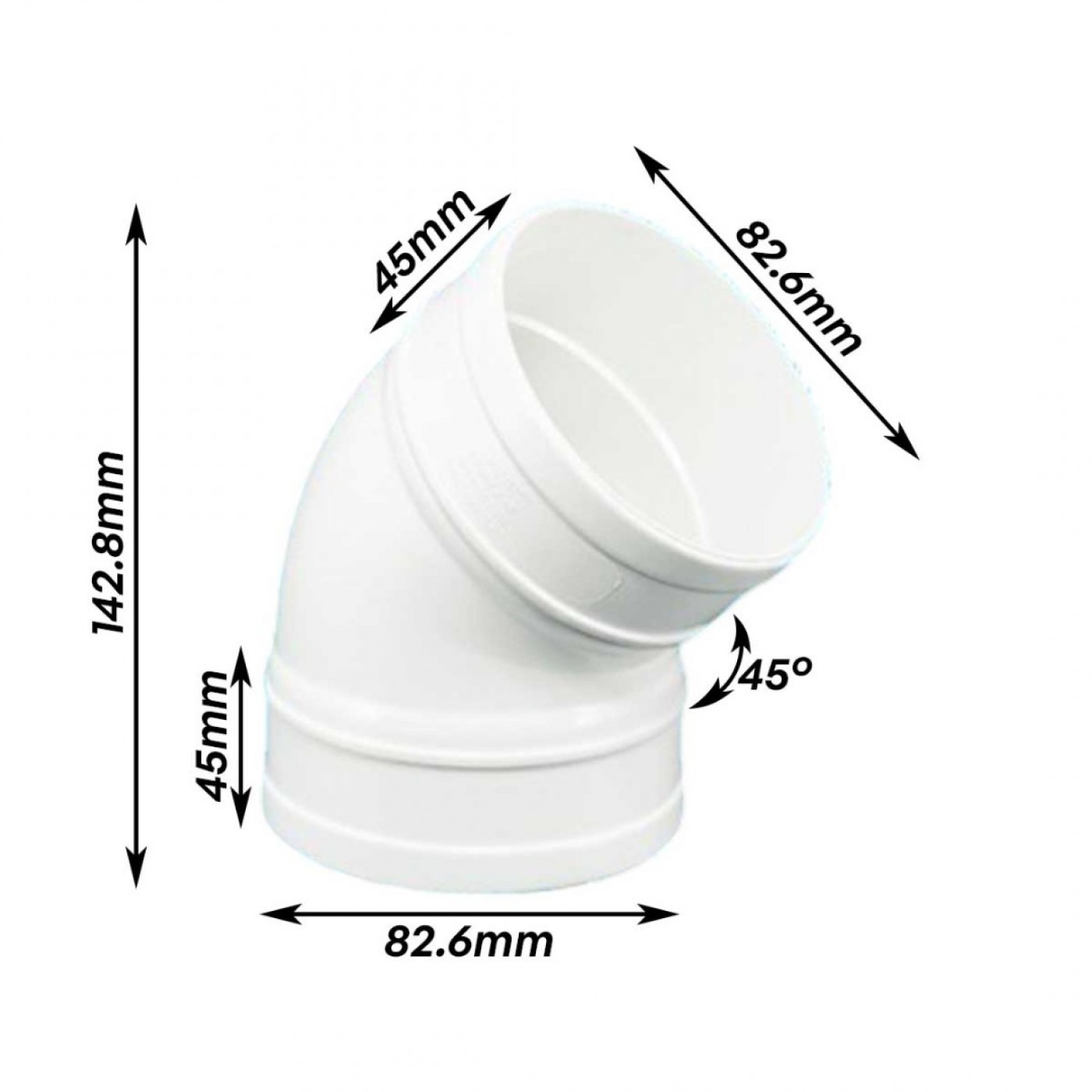 Bina Plastic UPVC Fittings 45° Plain Bend 3" 82MM