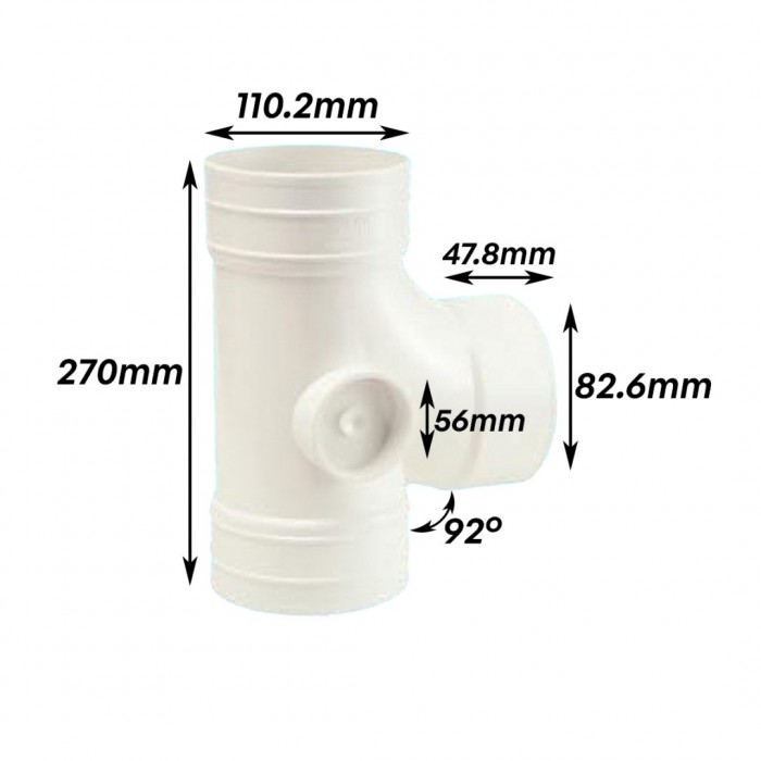 Bina Plastic UPVC Fittings Equal Single Branch 4" x 3" (110MM x 82MM)