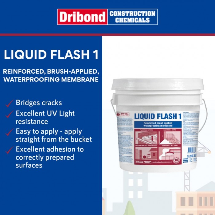 Dribond Liquid Flash 1 Microfibre Reinforced Waterproofing Membrane 15L ...