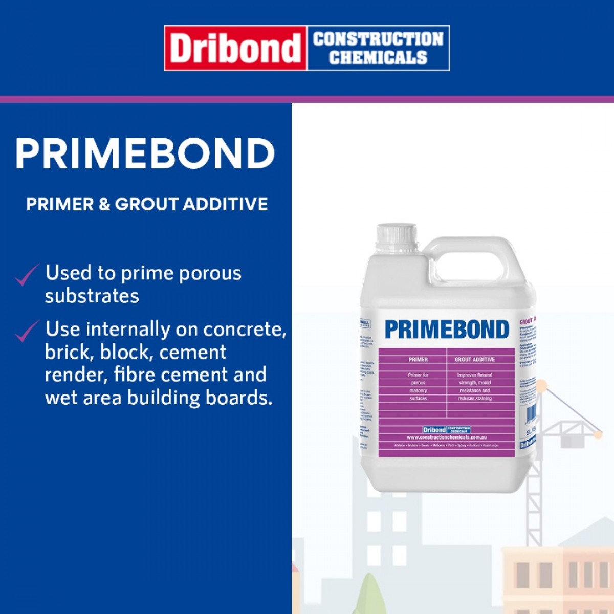 Dribond Primebond Primer & Grout Additive 5L (Liquid)