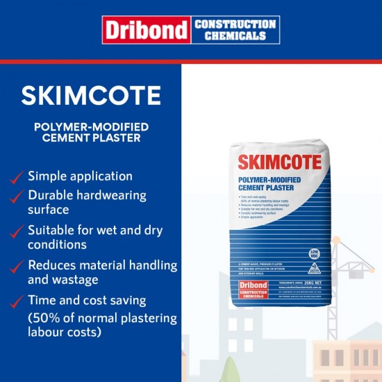 Dribond Skimcote Polymer Modified Cement Plaster 20KG (Base Grey/Base ...