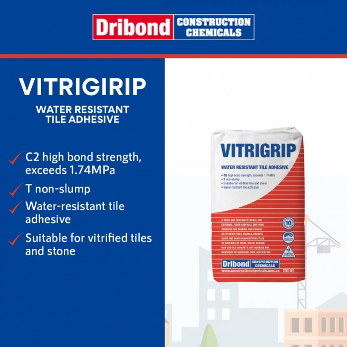Dribond Vitrigrip Water Resistant Tile Adhesive 20KG (Grey)