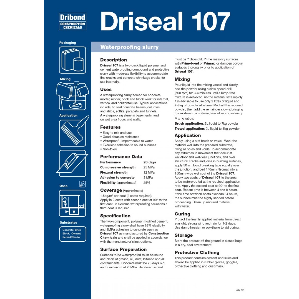 Dribond Driseal 107 Waterproofing Slurry 5L (Liquid)