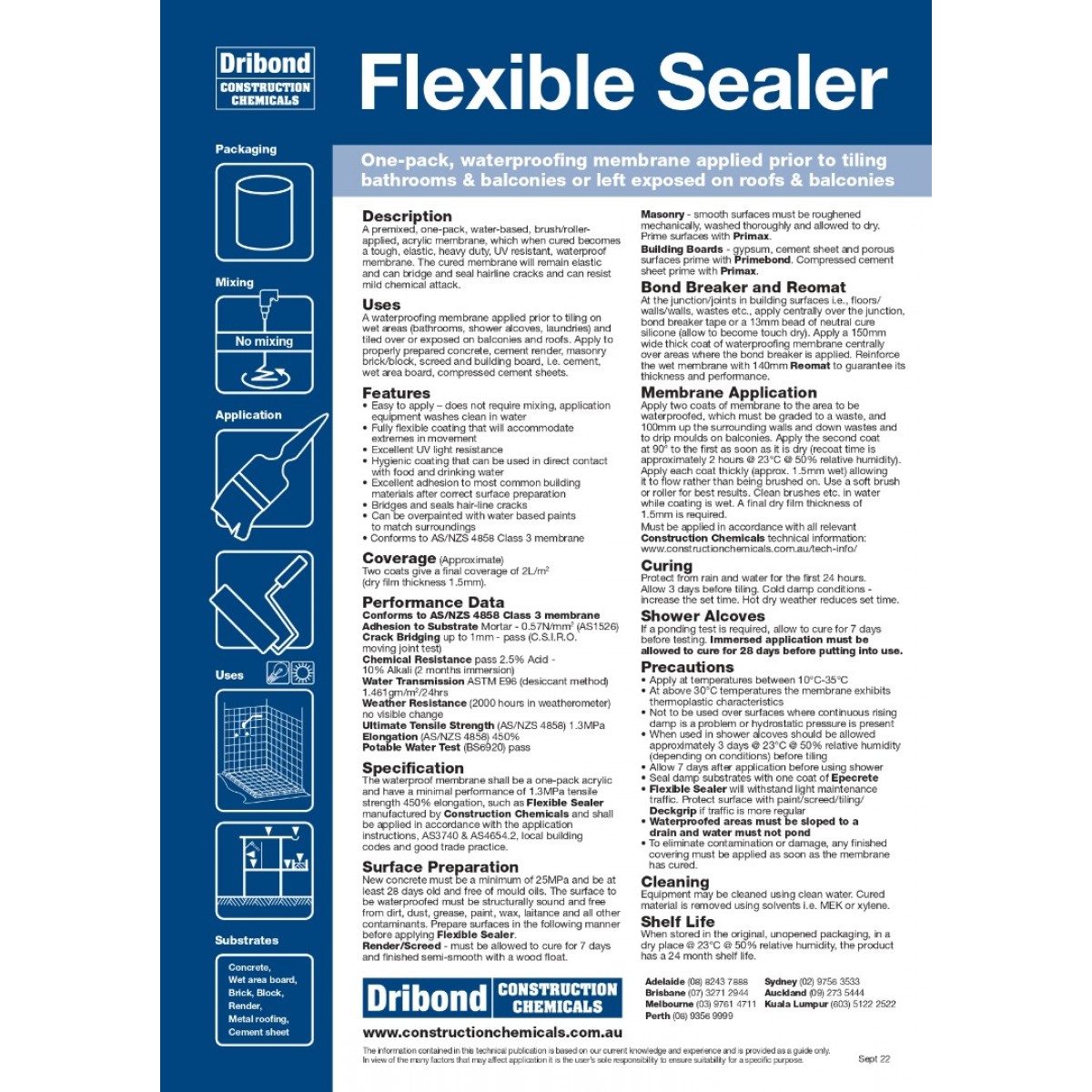Dribond Flexible Sealer One-Pack Waterproofing Membrane 1L (Liquid)