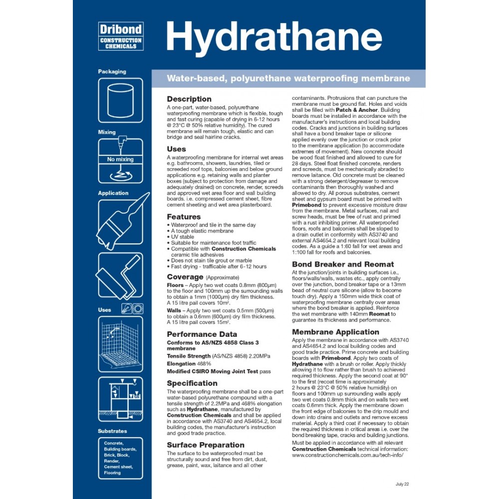Dribond Hydrathane Water Based Polyurethane Waterproofing Membrane 15L ...