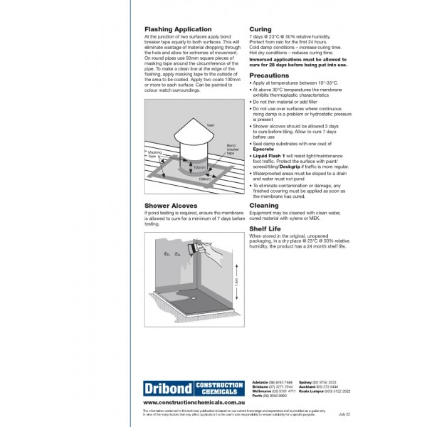 Dribond Liquid Flash 1 Microfibre Reinforced Waterproofing Membrane 4L ...