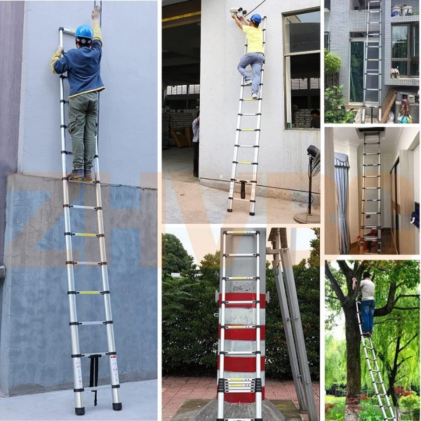 Home Store Aluminium Telescopic Single Extension Ladder 5.6M (15 Step)