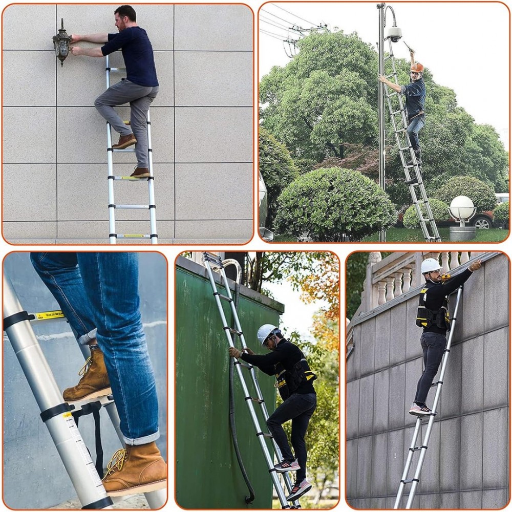Home Store Aluminium Telescopic Single Extension Ladder 6.3M (16 Step)