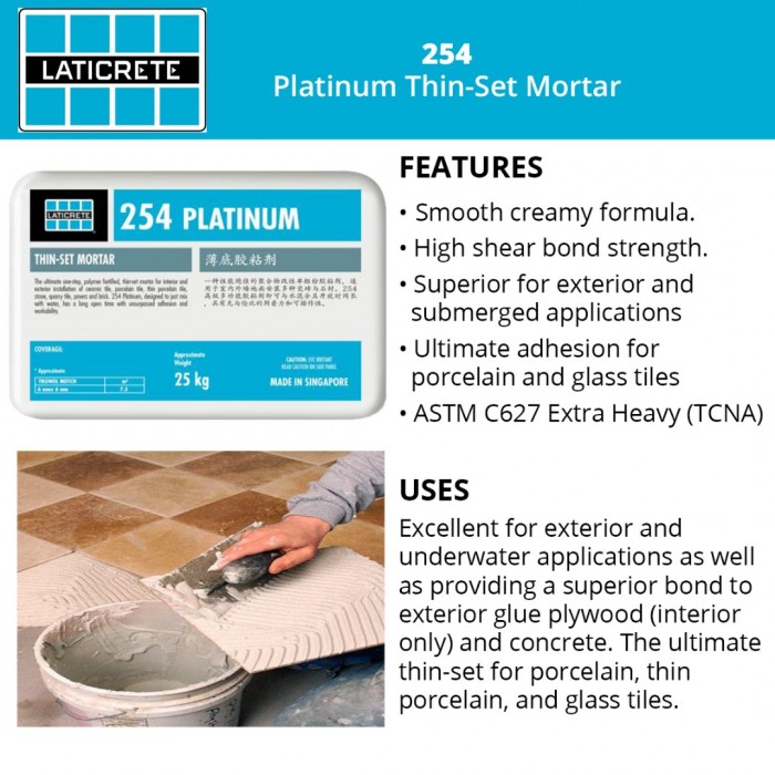 Laticrete 254 Platinum Thin-Set Mortar 25KG (Grey)