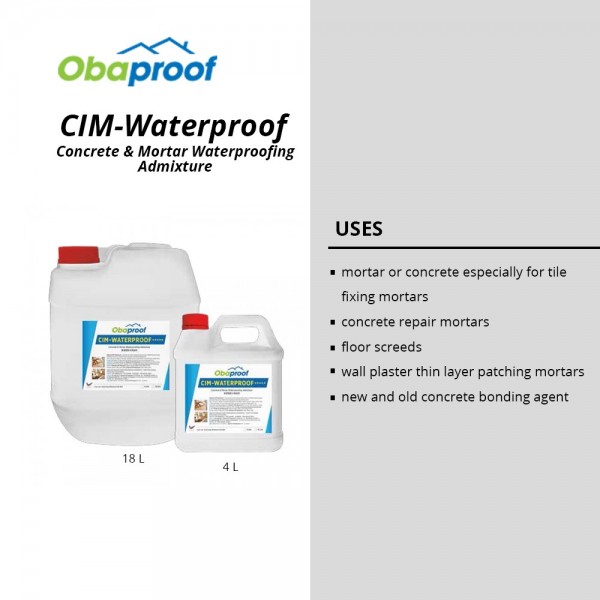Obaproof CIM-Waterproof Concrete & Mortar Waterproofing Admixture 18L