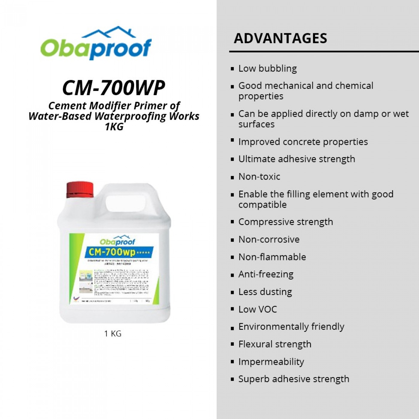 Obaproof CIM-Waterproof Concrete & Mortar Waterproofing Admixture 18L