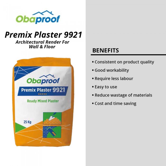 Obaproof Premix Plaster 9921 Architectural Render For Wall & Floor 40KG