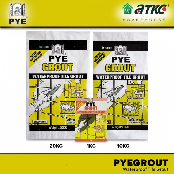 PYE Grout Waterproof Tile Grout 1KG (GREY/WHITE)