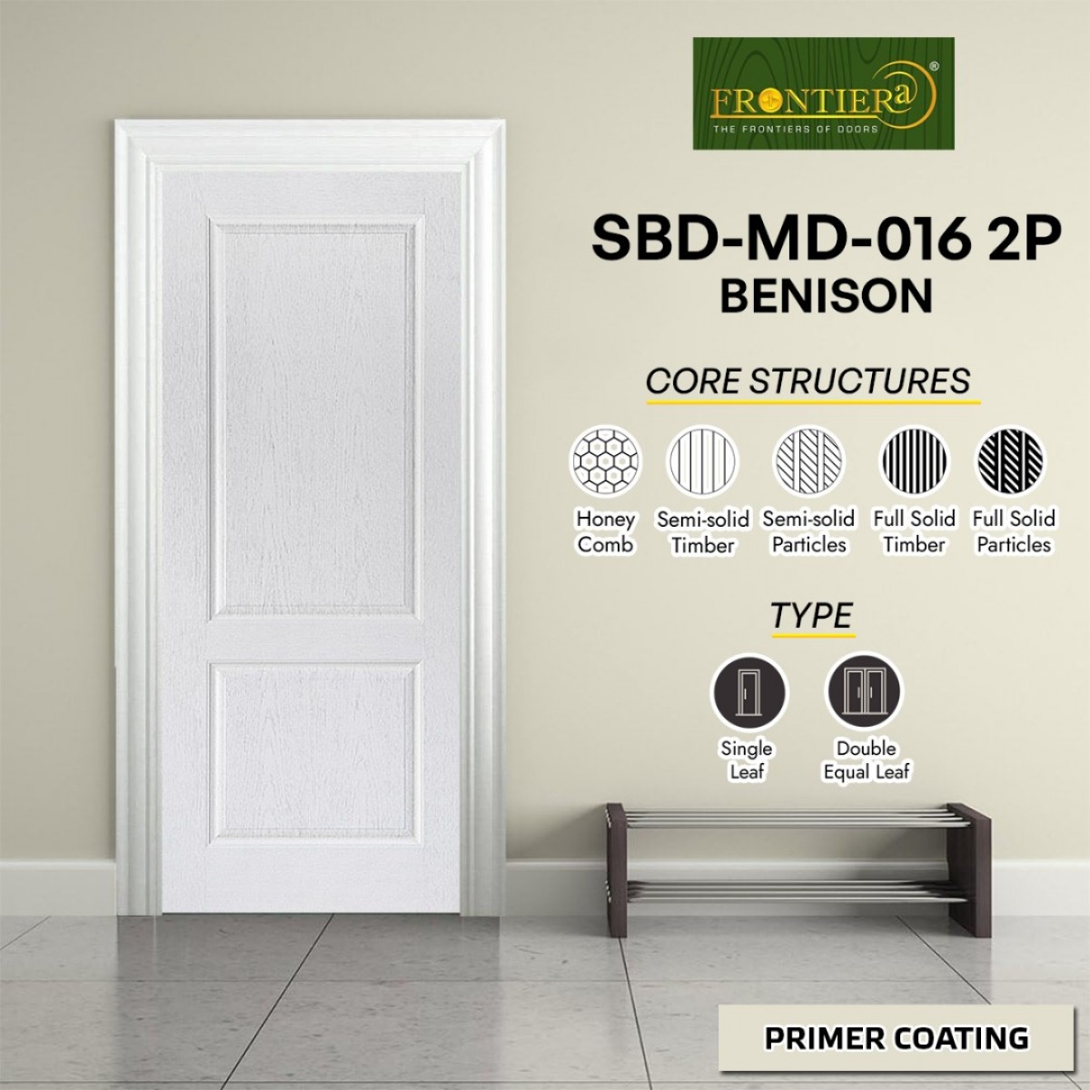 Frontiera SBD-MD-016 2P Benison Moulded Door Series Single Door/ Double ...