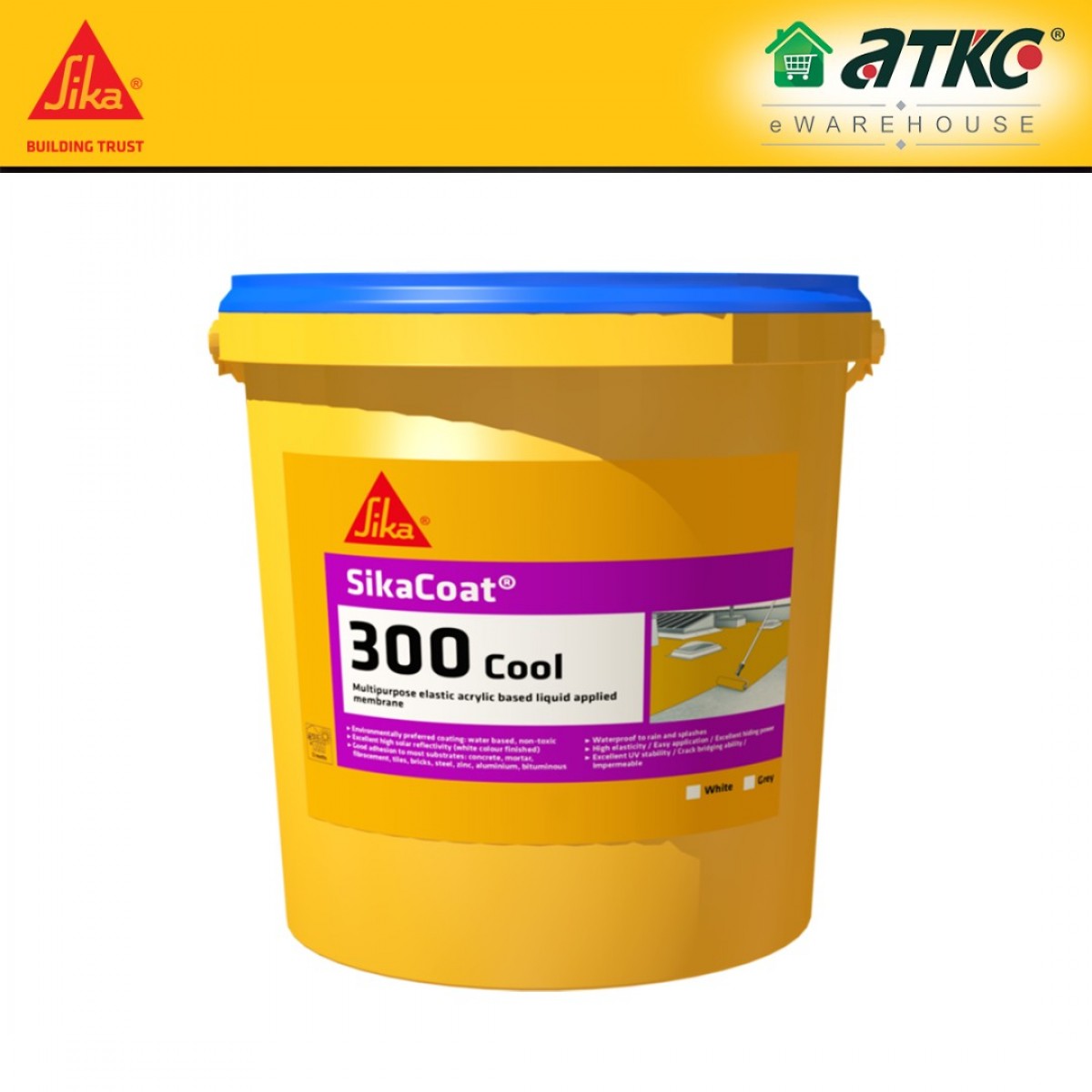 SikaCoat 300 Cool Multipurpose Elastic Acrylic Based Liquid Applied ...