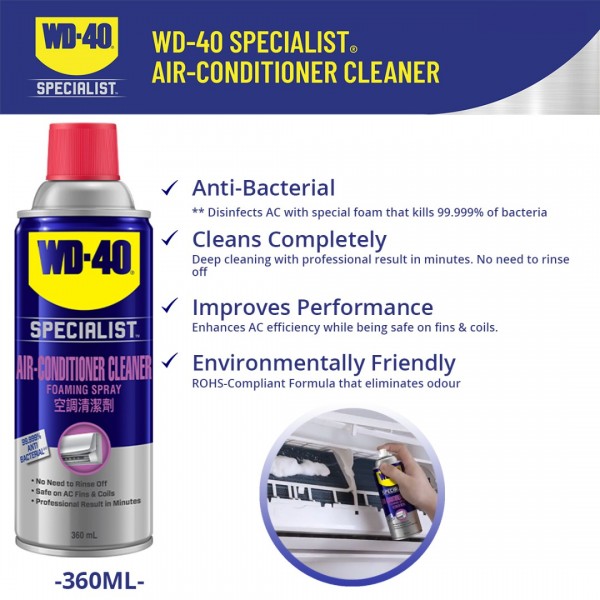 WD-40 Specialist Air-Conditioner Cleaner Foaming Spray 360ML