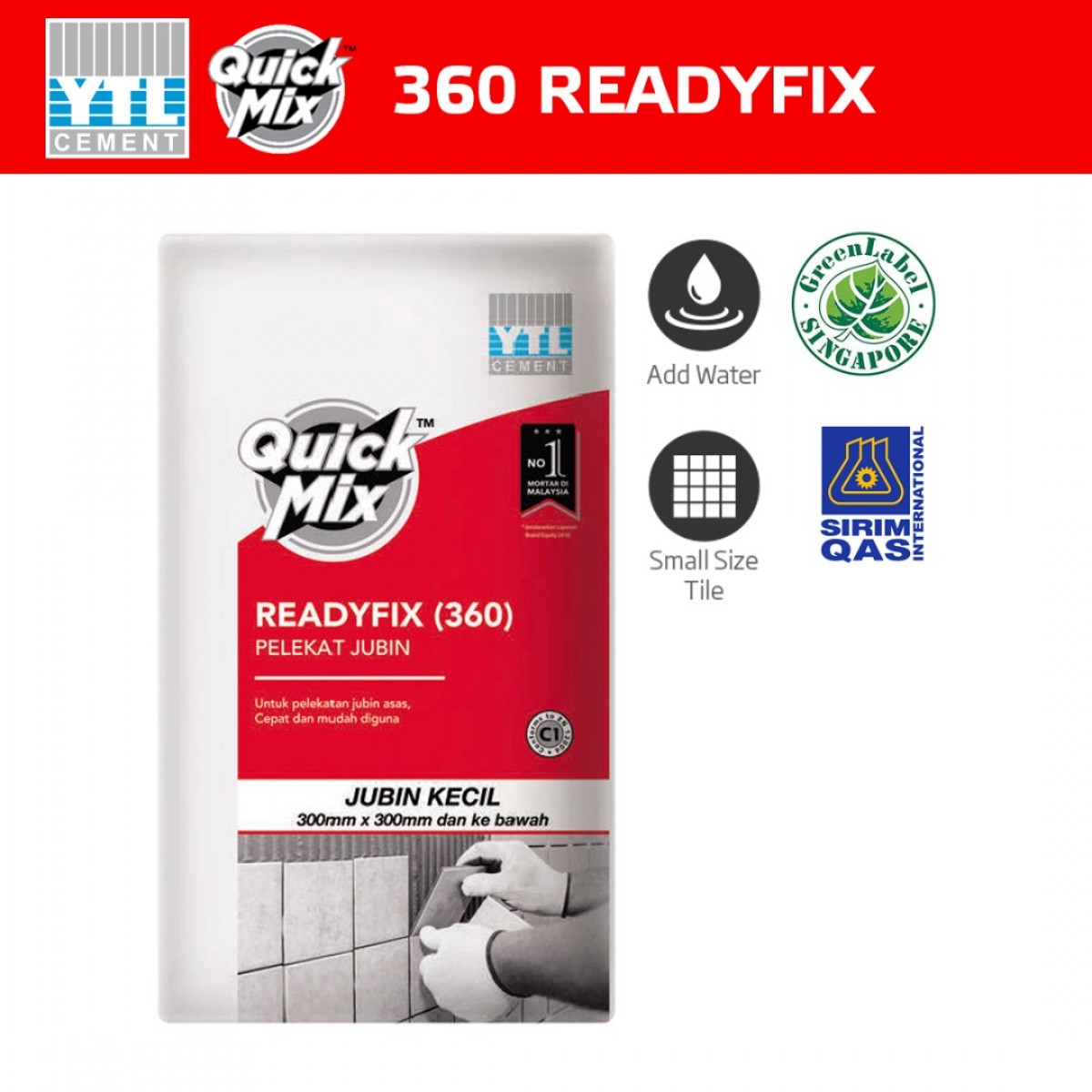 YTL QuickMix 360 ReadyFix Cementitious Adhesive For Installation Of ...