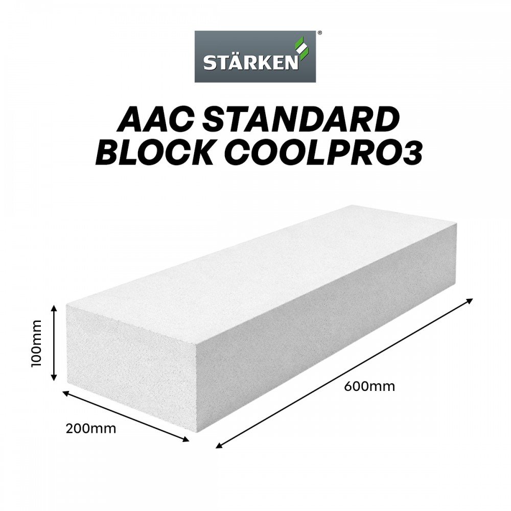 Starken AAC Standard Block CoolPro3 100MM (T) x 600MM (L) x 200MM (H ...