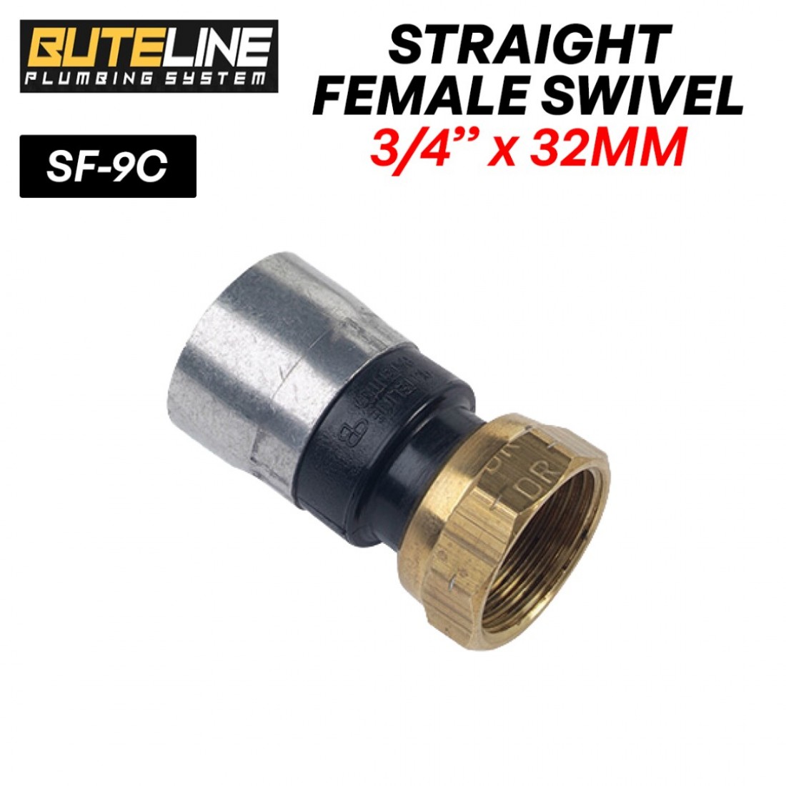 Buteline Fittings Straight Female Swivel 32MM x 3/4" (PE) SF-9C
