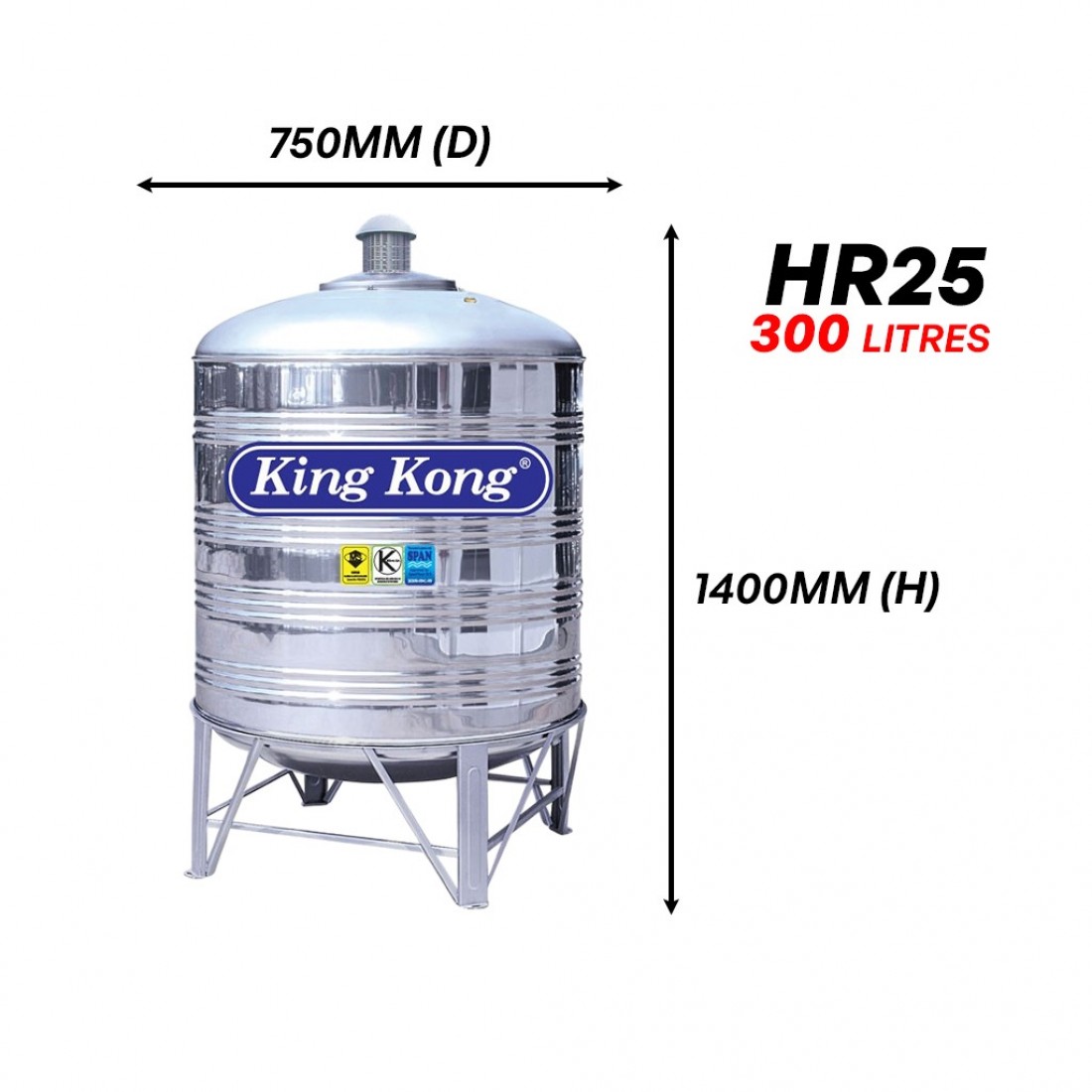 King Kong HR25 Vertical Round Bottom With Stand Stainless Steel Water ...