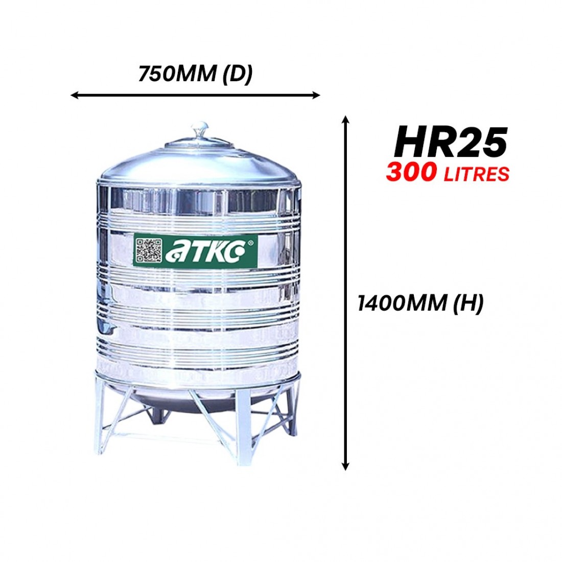 ATKC HR25 Vertical Round Bottom With Stand SUS304 Stainless Steel Water ...