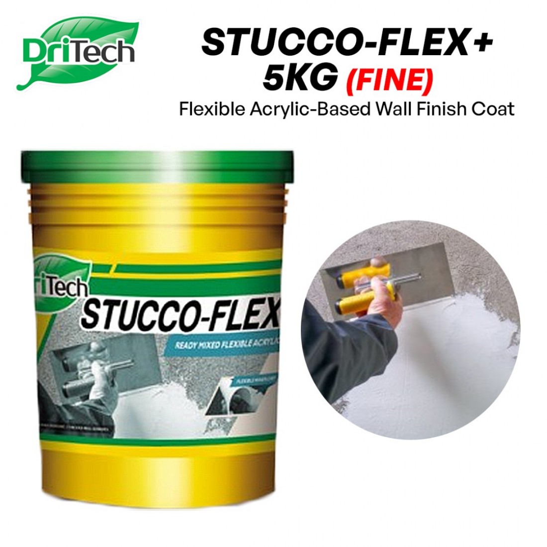 Dritech Stucco-Flex+ Flexible Acrylic Based Wall Finish Coat 5KG (Fine)