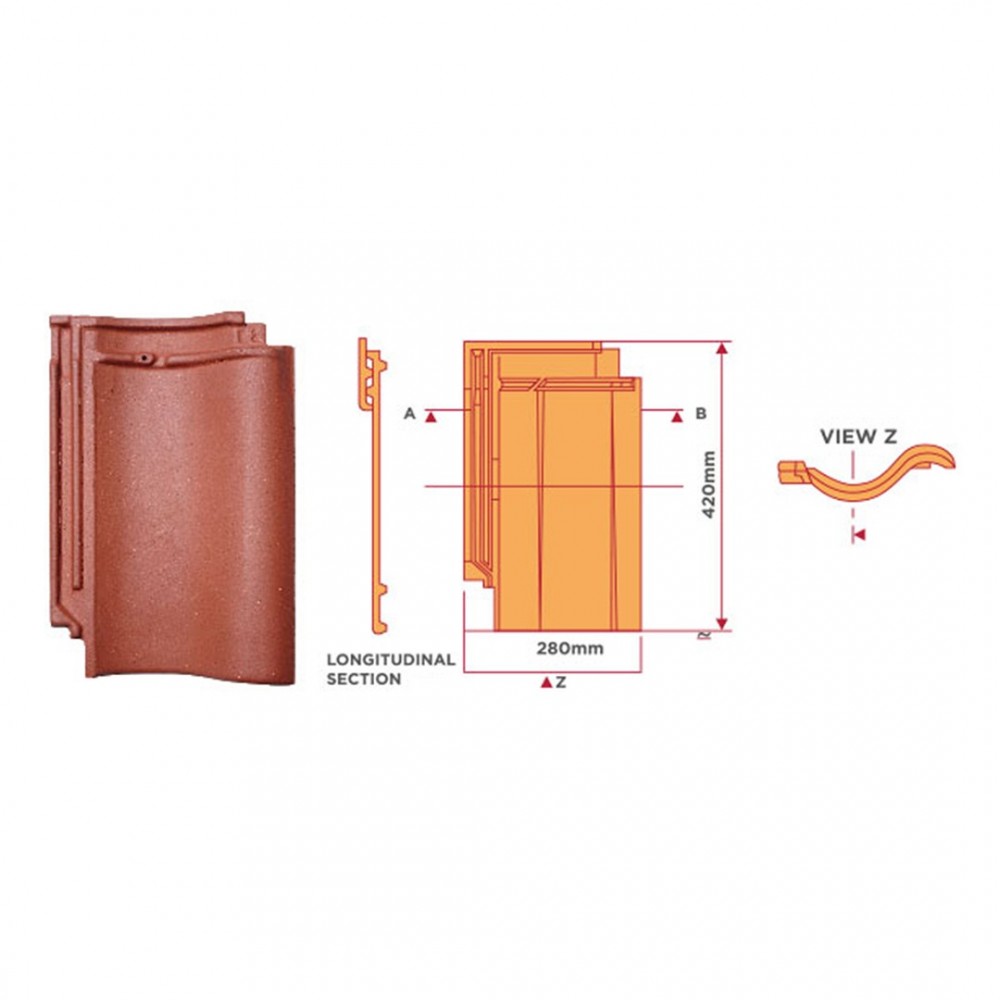 BMI Monier GCI S-Pantile Clay Roof Tile 420MM (L) x 280MM (W)