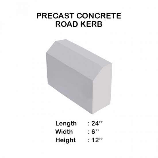 Precast Concrete Road Kerb 24'' (L) x 6'' (W) x 12'' (H)