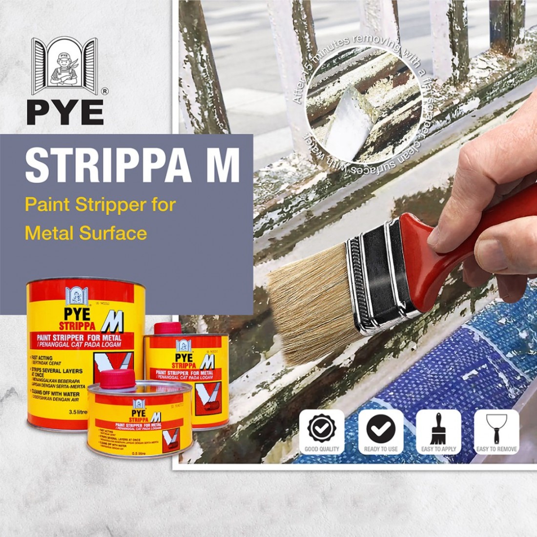 PYE Strippa M Paint Stripper Paint Remover For Metal 1L