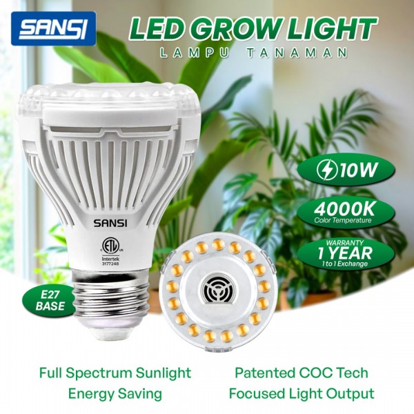 SANSI 10W LED Grow Light Bulb Daylight Full Spectrum E27 And Sunlight ...