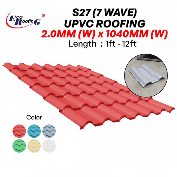 Eco Roofing System UPVC Multilayer Sheets S27 (7 Wave Step) 2.0MM (T) x ...