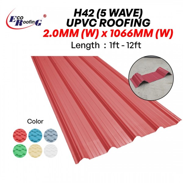 Eco Roofing System UPVC Multilayer Sheets H42 (5 Wave Step) 2.0MM (T) x ...