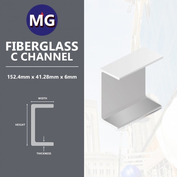 MG Fiberglass C Channel 152.4MM x 41.28MM x 6MM