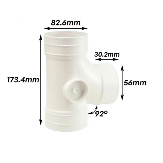 Bina Plastic UPVC Fittings Equal Single Branch 3" x 2" (82MM x 56MM)