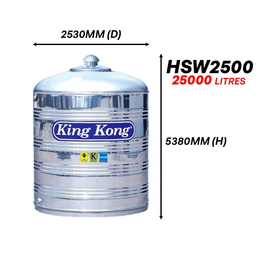 King Kong HSW2500 Vertical Round Bottom With Stand Stainless Steel ...