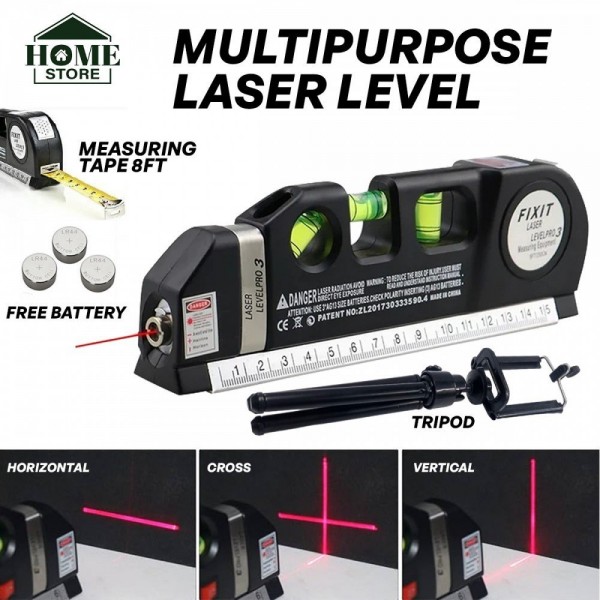 Home Store LL100/LL101 Fixit Laser LevelPro3 4 in 1 Multipurpose Laser ...
