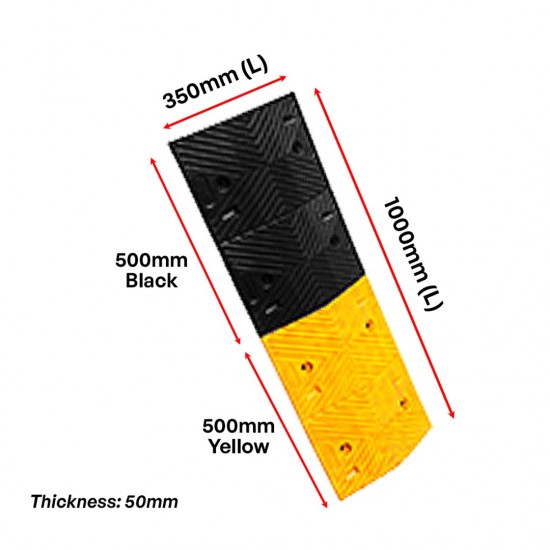 Rugaval 1000C Heavy Duty Premium Rubber Speed Bump X-Type 50MM (T) x ...