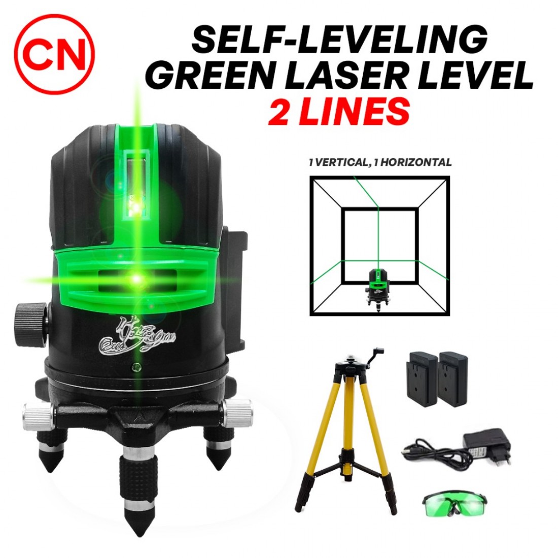 CN Professional Self Leveling Green Laser Level 2-Lines With Accessories