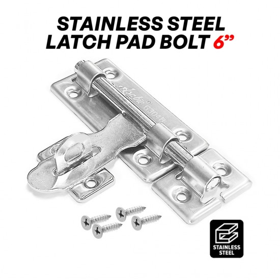 CN Stainless Steel Latch Pad Bolt With Lock Handle 6''