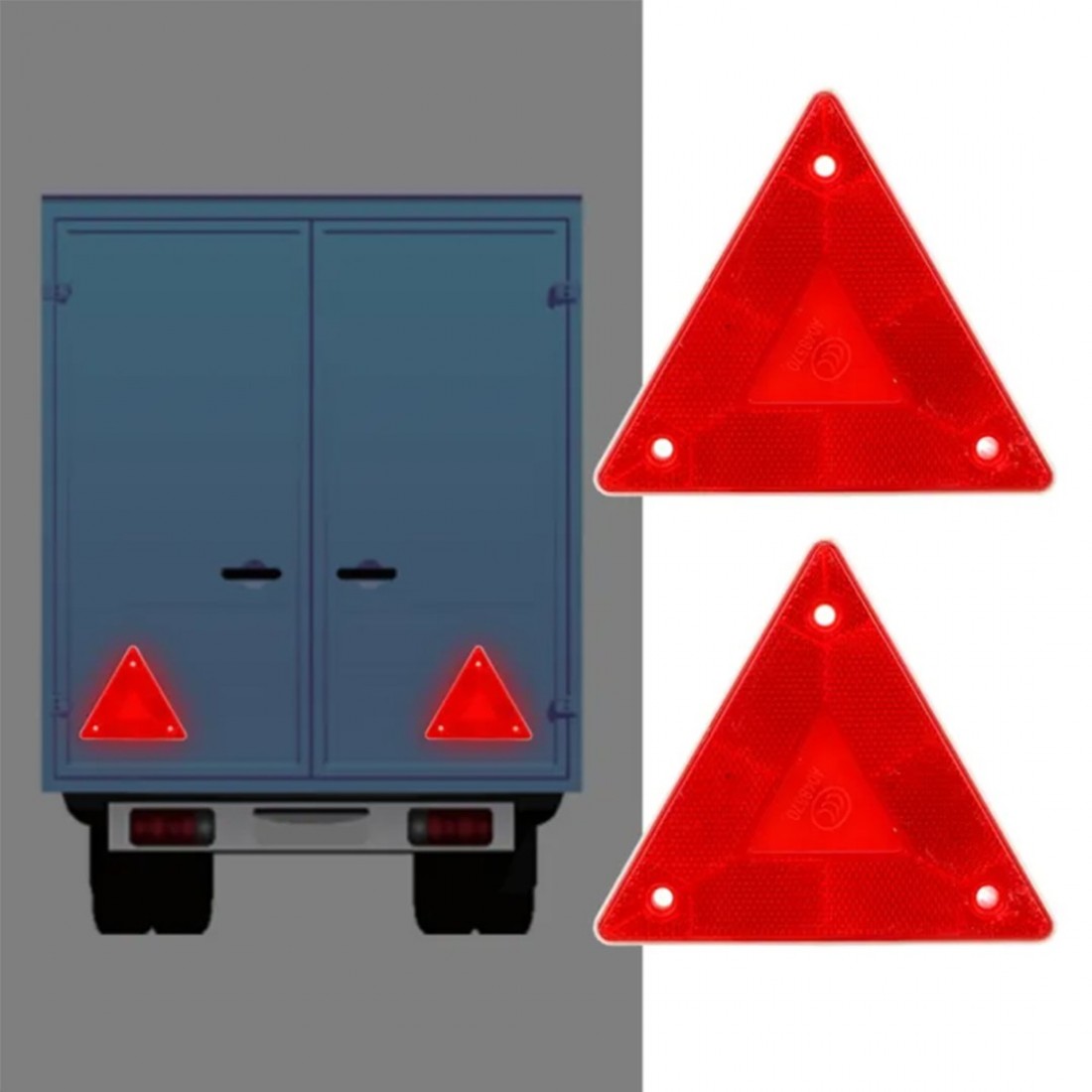 2PCS Safety Red Triangle Reflector For All Type of Lorry/Truck 15CM