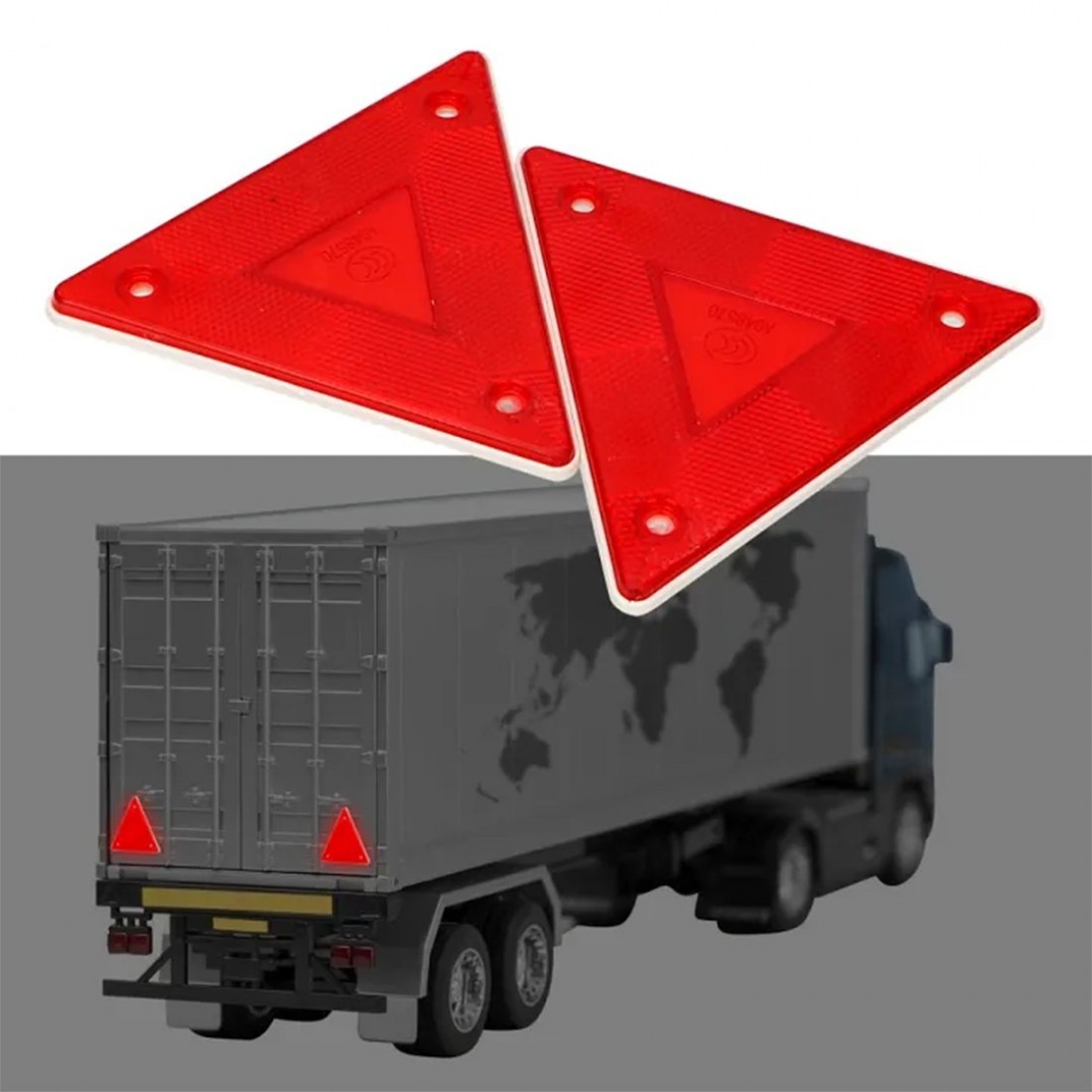 2PCS Safety Red Triangle Reflector For All Type of Lorry/Truck 15CM