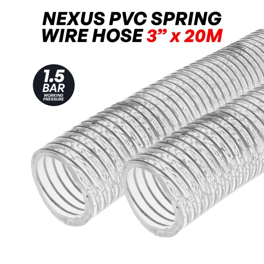 Tecoline PVCSW-75K Nexus PVC Spring Wire Hose 3'' x 20M x 1.5BAR