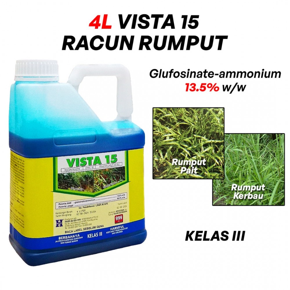 4L Vista 15 Racun Rumput Racun Rumpai Racun Lalang Glufosinate Ammonium ...