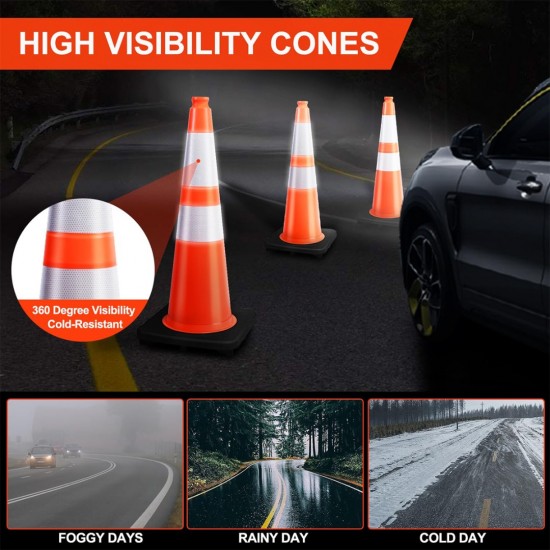 Colex RST-30 Rubber Base Safety Traffic Cone C/W Reflective Tape 30 ...