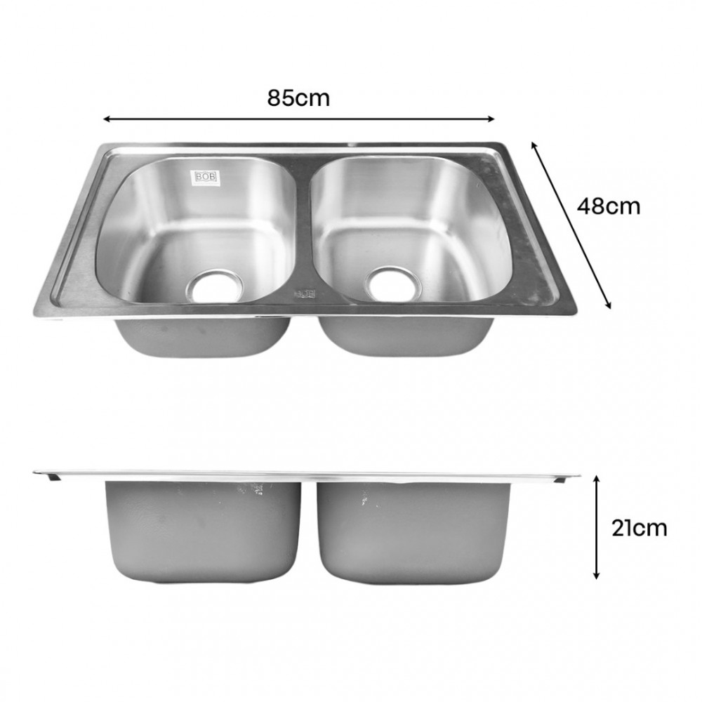 BOB DD-2034 Stainless Steel Double Bowl Deep Sink
