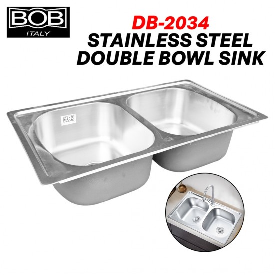 BOB DD-2034 Stainless Steel Double Bowl Deep Sink