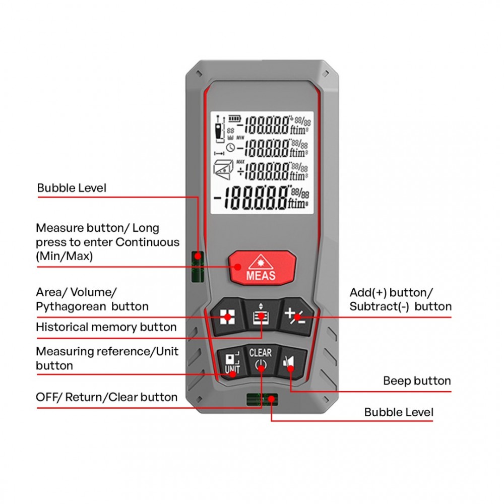 Home Store ''MAKLE'' Laser Distance Meter Range Finder Measurement 100M