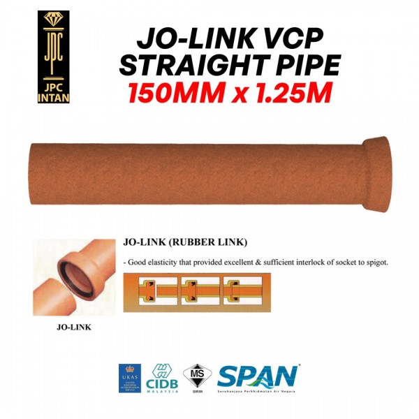 JPC Intan Jo-Link Vitrified Clay Pipe (VCP) Straight Pipe 150MM (D) x 1 ...